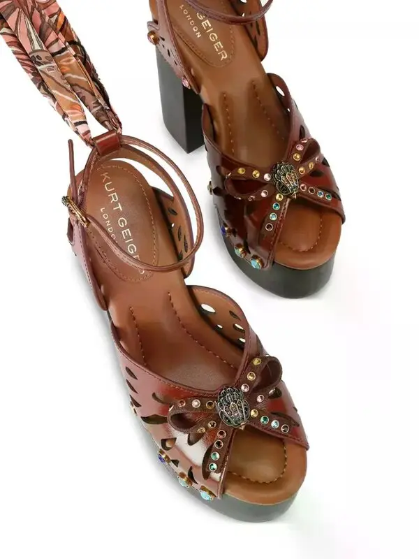 Kurt Geiger Butterfly Platform Heeled Sandals - Brown