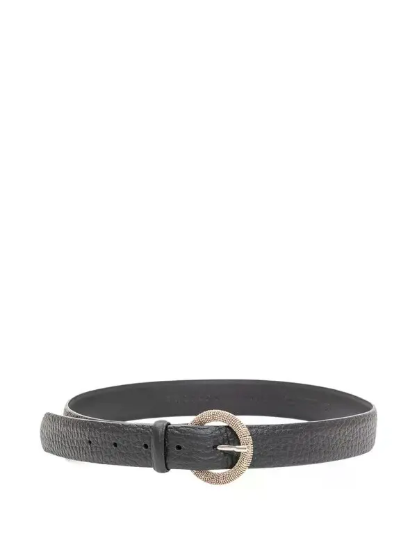 ORTIGNI Pebbled Leather Belt - Black