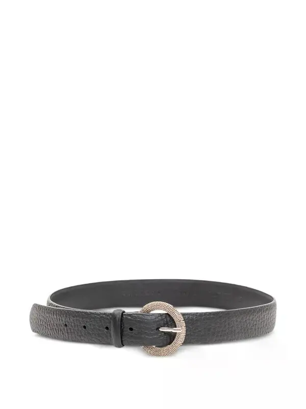 ORTIGNI Pebbled Leather Belt - Black
