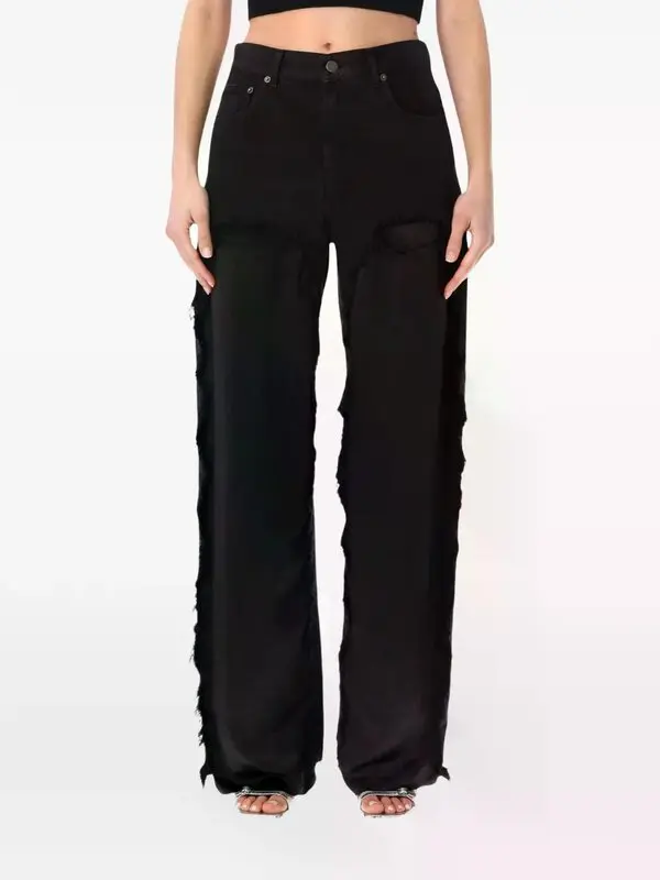 HAIKURE Bonnie Frayed Satin-panel Jeans - Black