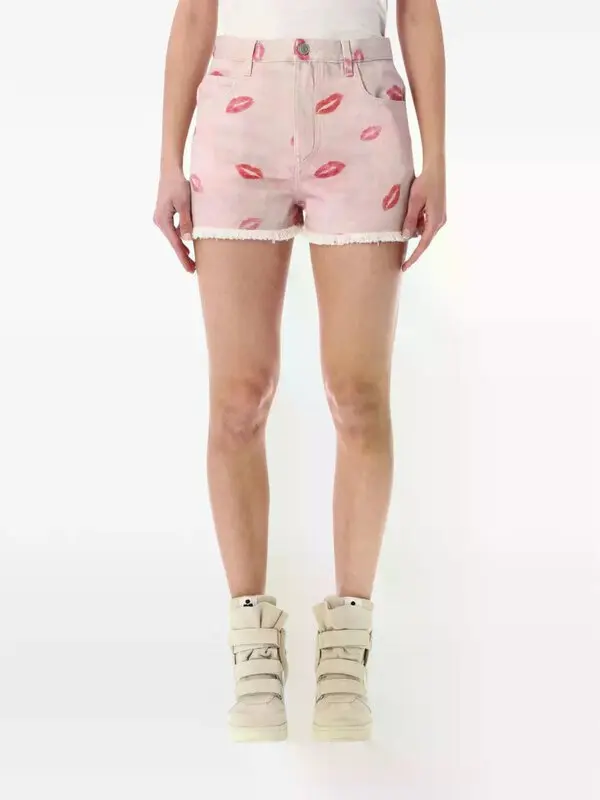 Isabel Marant Lesia The Kiss Lip-print Shorts - Pink