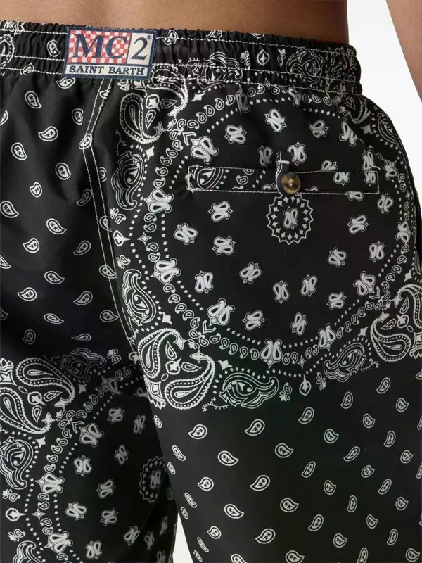 MC2 SAINT BARTH Paisley-print Swim Shorts - Black