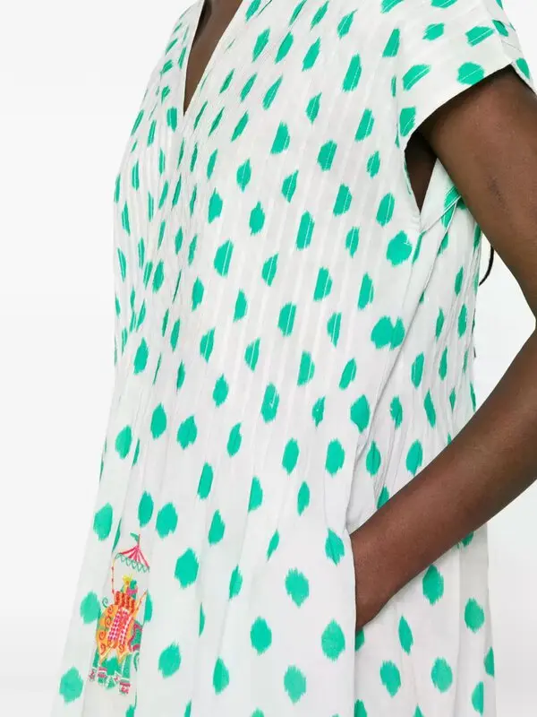 Nimo With Love Embroidered Polka-dot Midi Dress