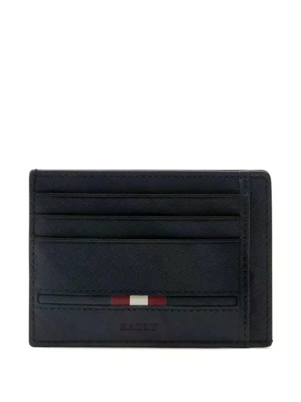 Bally Embossed Leather Card Holder - Blue