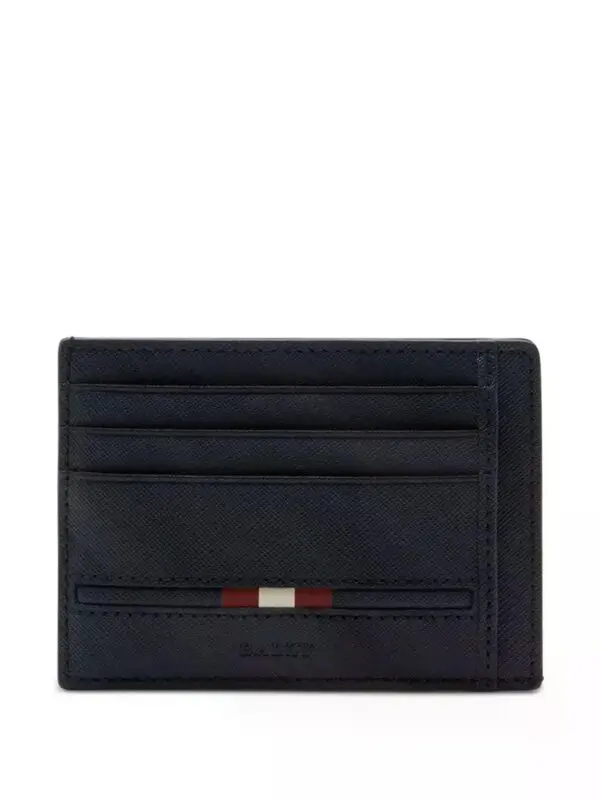 Bally Embossed Leather Card Holder - Blue