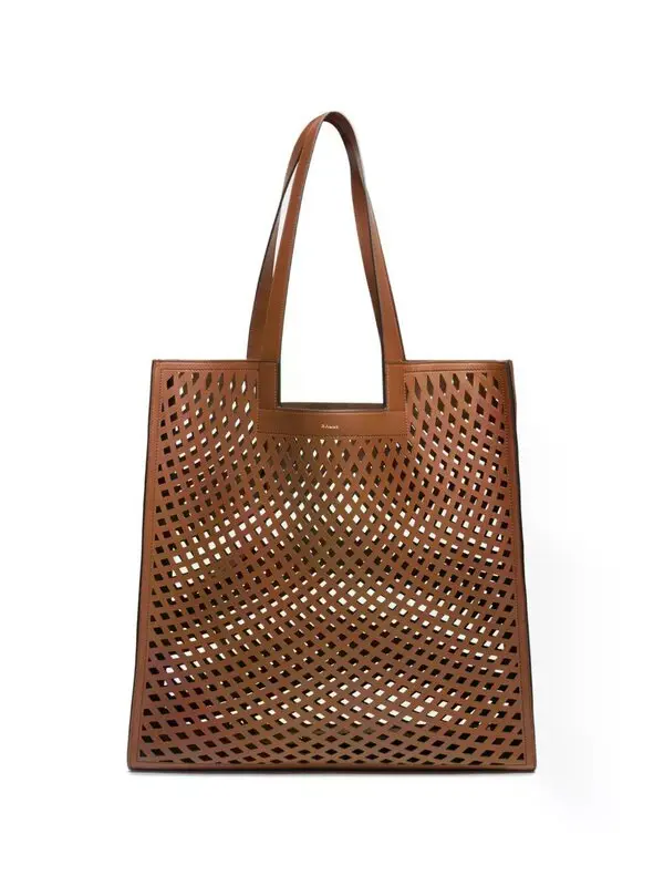 Bally Laser-cut Leather Tote Bag