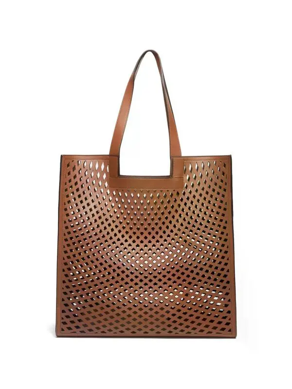 Bally Laser-cut Leather Tote Bag
