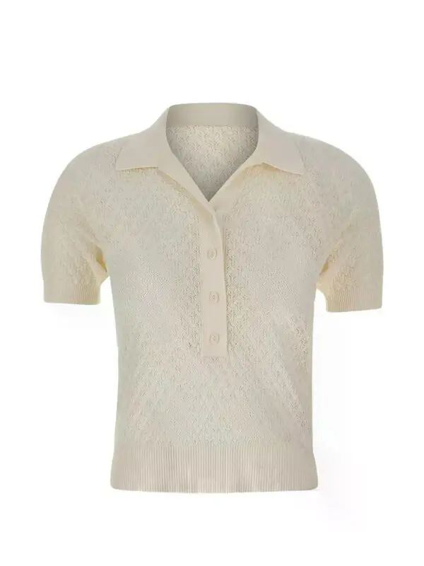 Faithfull The Brand Lenna Openwork-knit Polo Shirt - White