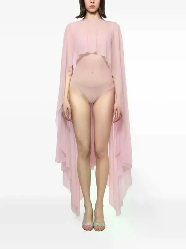 ATU BODY COUTURE Mesh Bodysuit And Cape Set - Pink