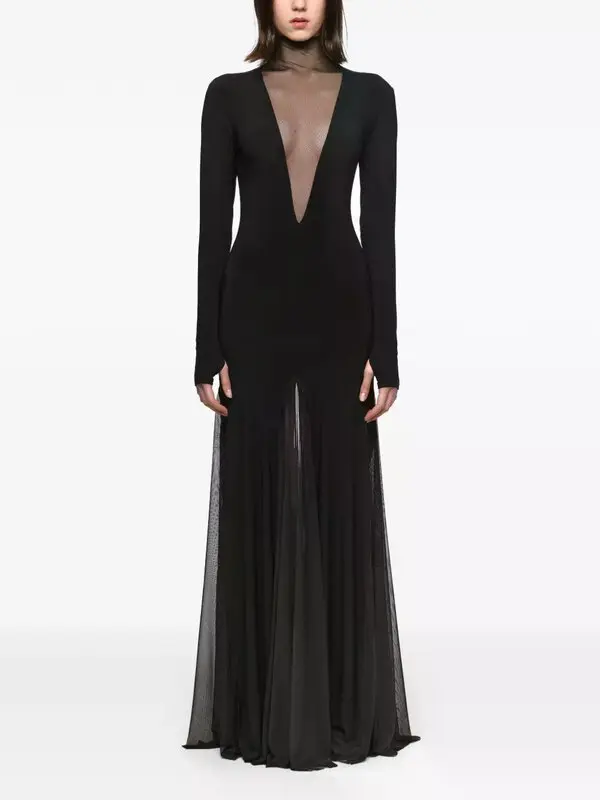 ATU BODY COUTURE Mesh-paneled Maxi Dress - Black