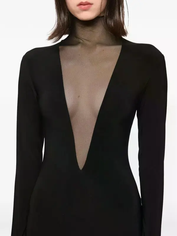 ATU BODY COUTURE Mesh-paneled Maxi Dress - Black