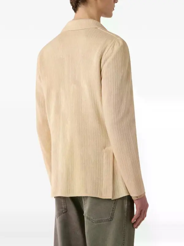 LARDINI Single-breasted Ribbed Jacket - Neutrals