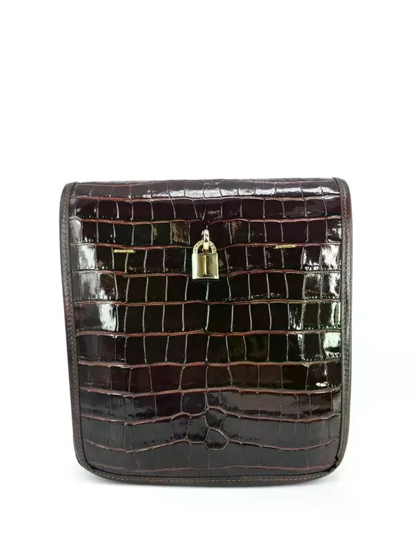 MADISON MAISON Croc-effect Leather Crossbody Bag - Brown