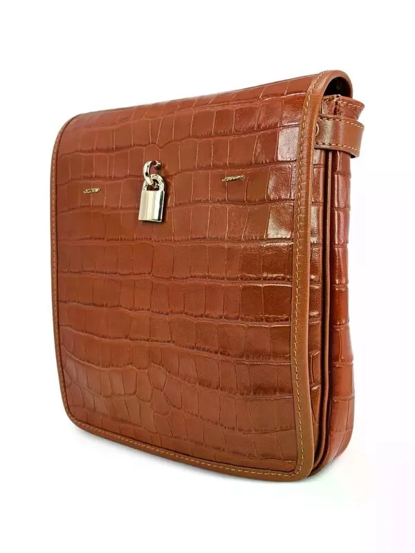 MADISON MAISON Croc-effect Crossbody Bag With Padlock Detail - Brown
