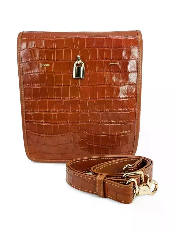 MADISON MAISON Croc-effect Crossbody Bag With Padlock Detail - Brown