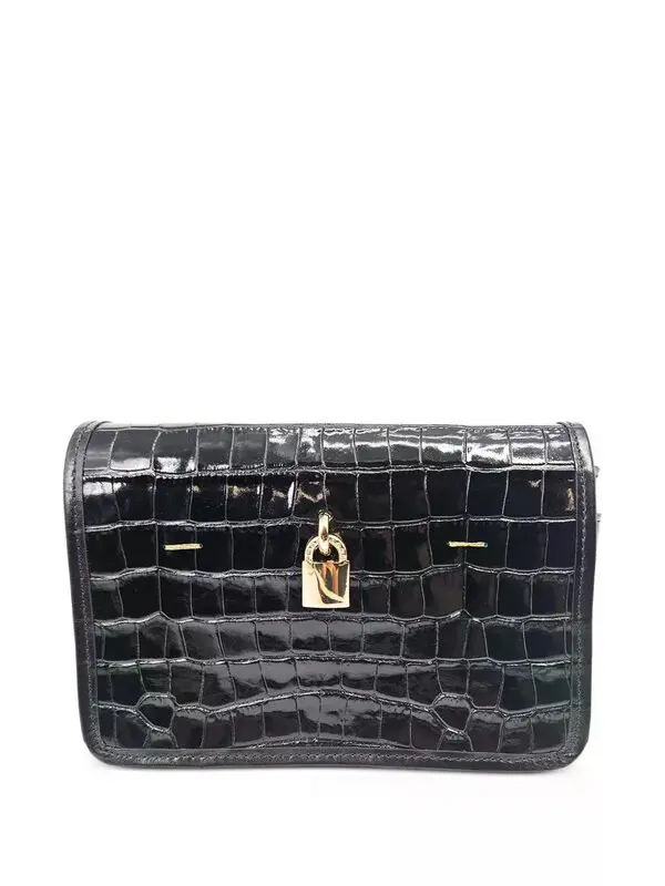 MADISON MAISON Moc Croc Crossbody Bag - Black