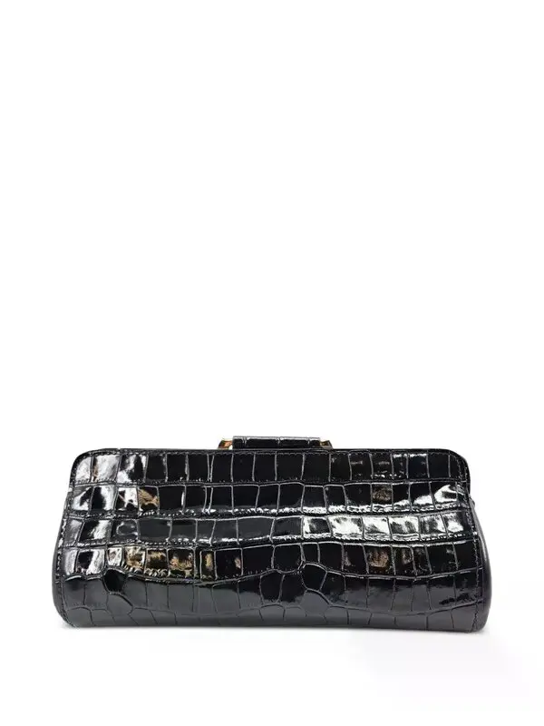 MADISON MAISON Croc-effect Leather Clutch Bag - Black