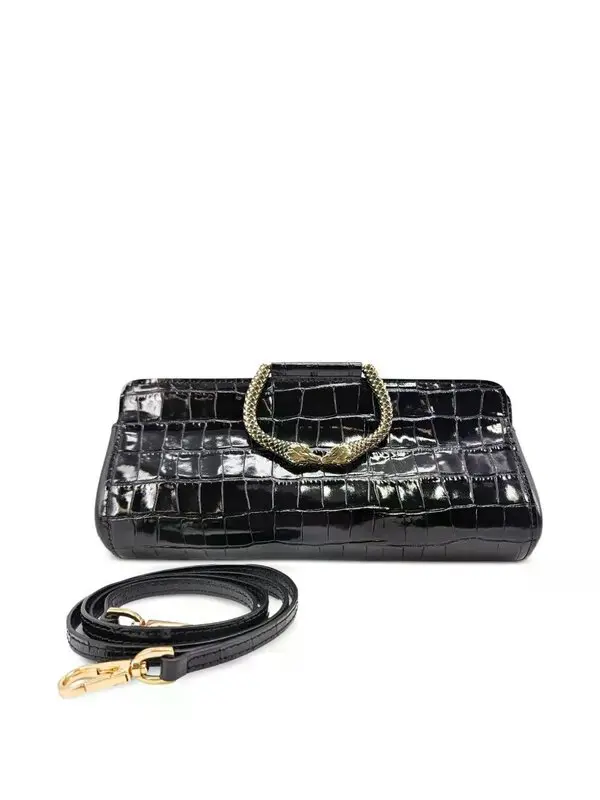 MADISON MAISON Croc-effect Leather Clutch Bag - Black