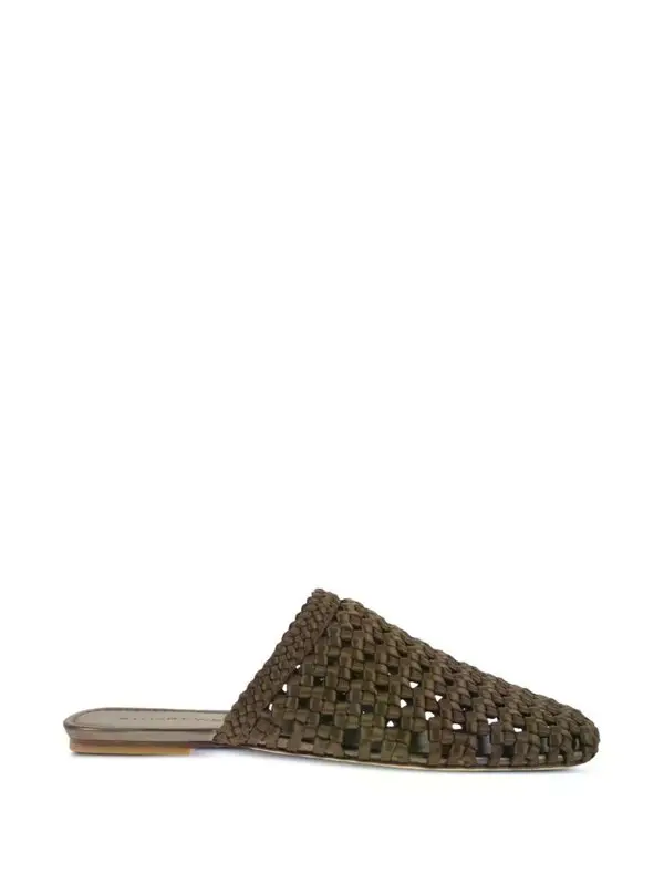 STUART WEITZMAN Marina Interwoven Satin Mules - Green