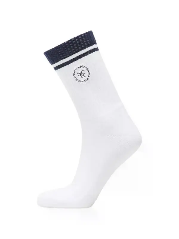 SPORTY & RICH Logo-embroidered Ankle Socks - White