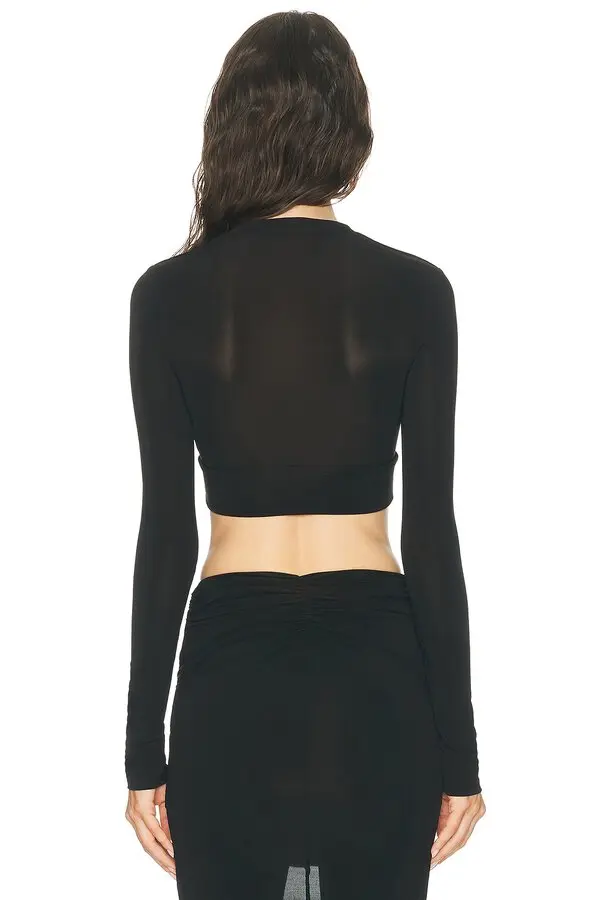 HAELO Knotted Long Sleeve Cropped Top