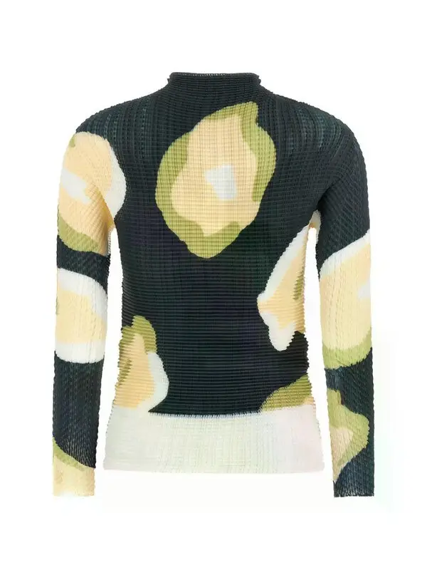 Issey Miyake Verve Pleats Printed Top - Green