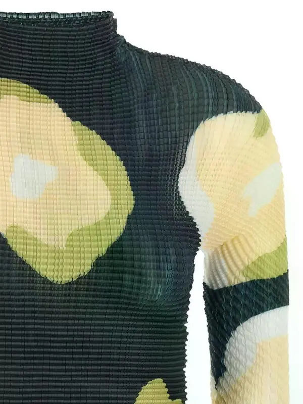 Issey Miyake Verve Pleats Printed Top - Green