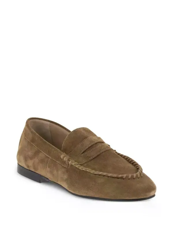 ANNIEL Whipstitched Suede Loafers