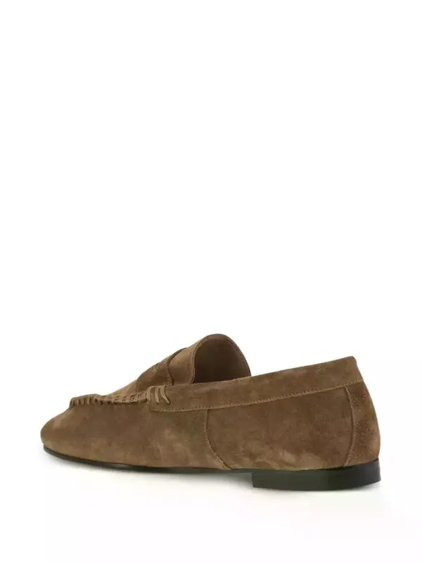 ANNIEL Whipstitched Suede Loafers