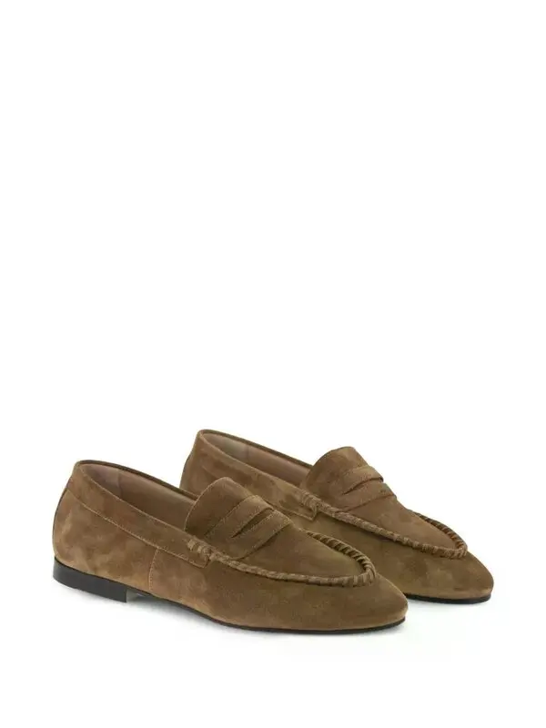 ANNIEL Whipstitched Suede Loafers