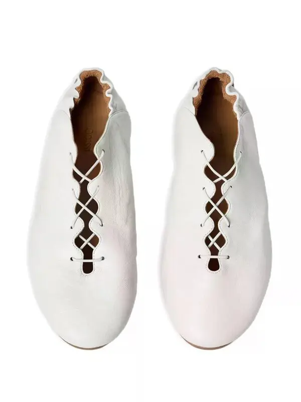 ODISSI Milly Scalloped Leather Sneakers - White