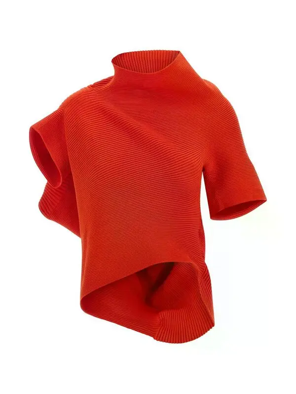 Issey Miyake Life Form Asymmetric Ribbed Top - Orange
