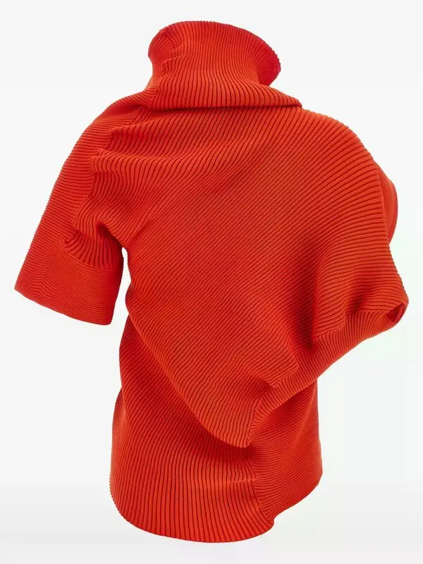 Issey Miyake Life Form Asymmetric Ribbed Top - Orange