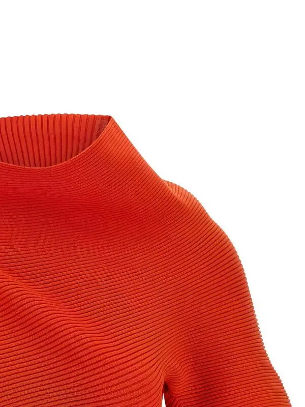 Issey Miyake Life Form Asymmetric Ribbed Top - Orange