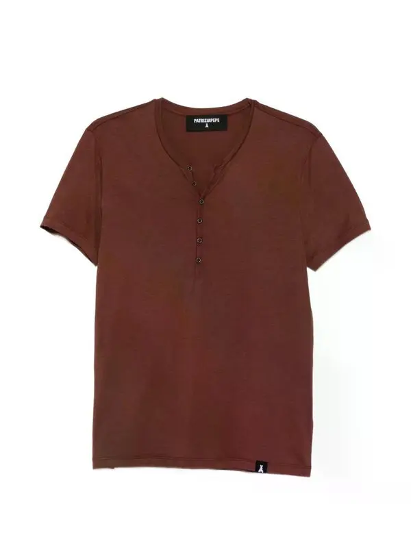 Patrizia Pepe Henley-neck T-shirt - Brown