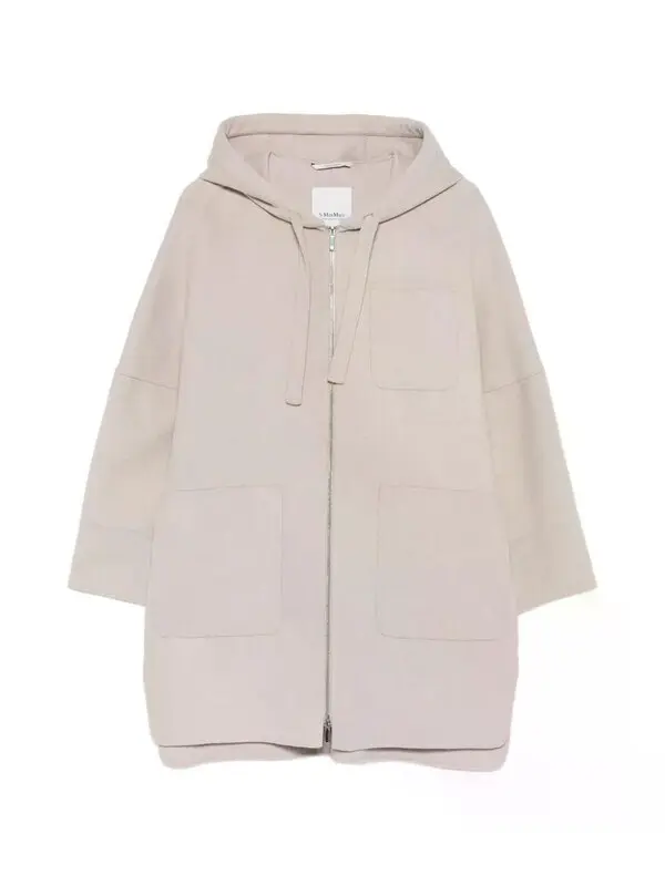 Max Mara Hooded Zip-up Coat - Neutrals