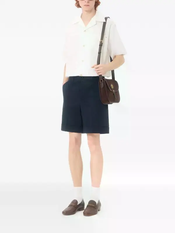 Valentino Garavani Cotton Gabardine Bermuda Shorts With Vlogo Embroidery