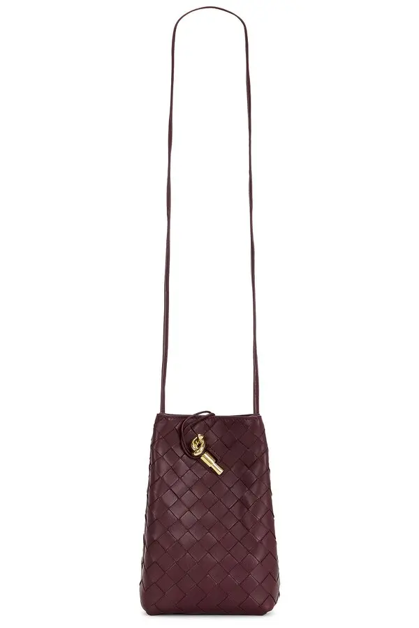 Bottega Veneta Andiamo Phone Pouch - Deep Mahogany & Muse Brass