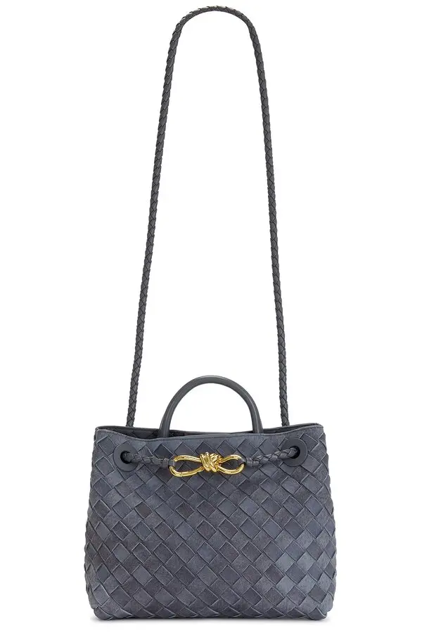Bottega Veneta Small Andiamo Bag - Cloudy Indigo, Gray, & Muse Brass