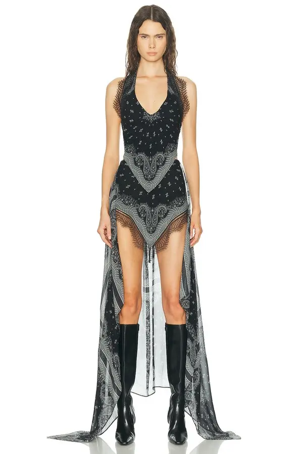 HAELO Split Bandana Halter Dress