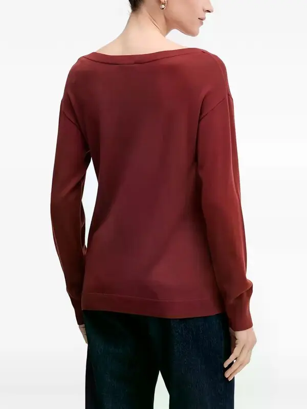 Sisley Boat-neck Long Sleeve Sweater - Brown