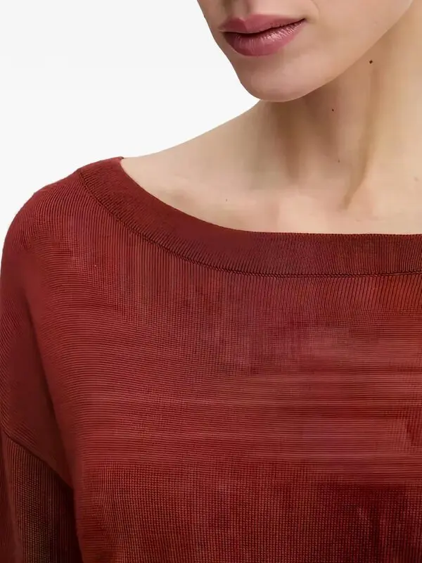 Sisley Boat-neck Long Sleeve Sweater - Brown