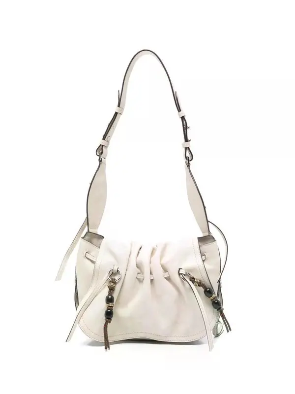 Isabel Marant Ruched Bead-embellished Shoulder Bag - Neutrals