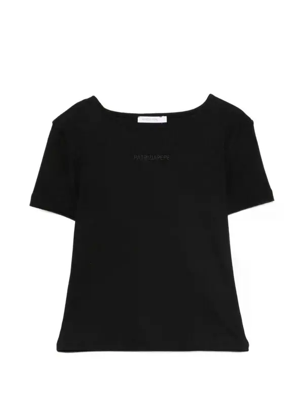 Patrizia Pepe Ribbed Logo-embroidered T-shirt
