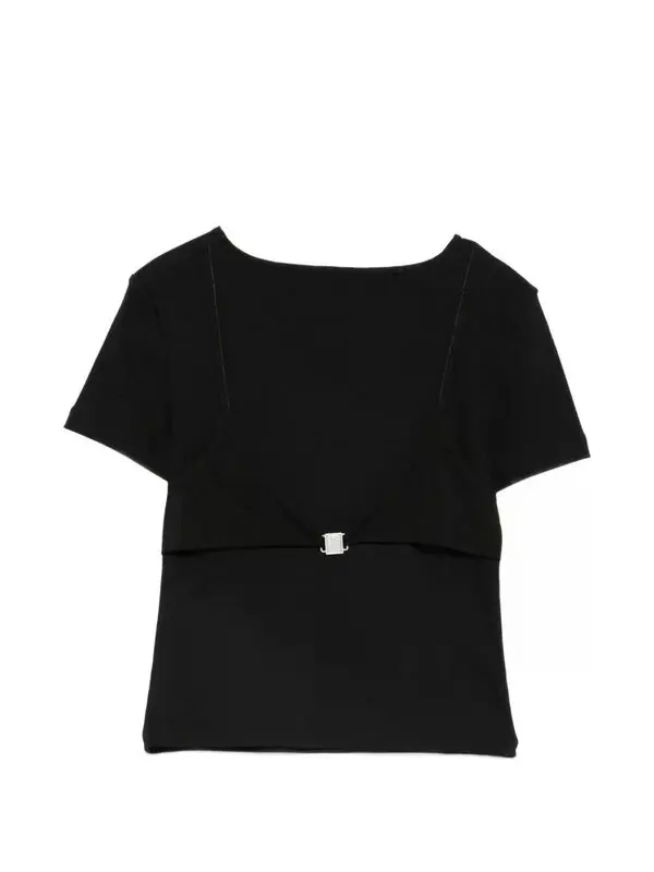 Patrizia Pepe Ribbed Logo-embroidered T-shirt