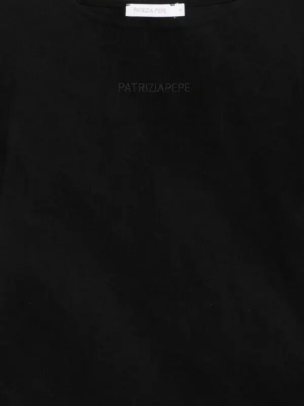 Patrizia Pepe Ribbed Logo-embroidered T-shirt