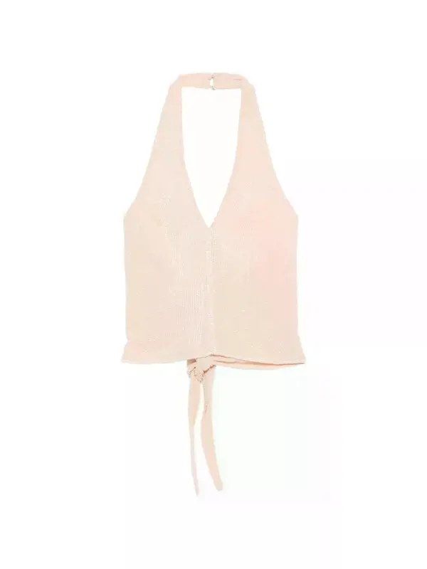 Patrizia Pepe Bead-embellished Georgette Top