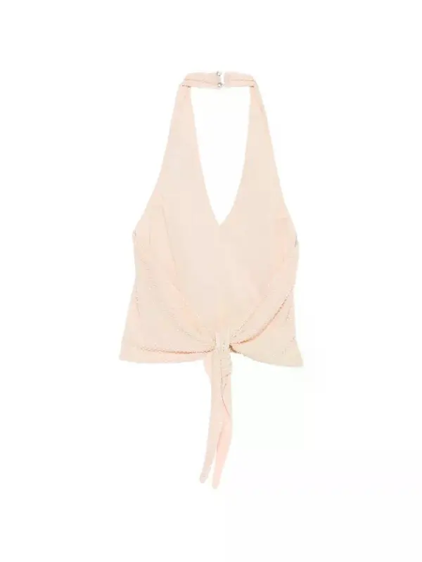 Patrizia Pepe Bead-embellished Georgette Top