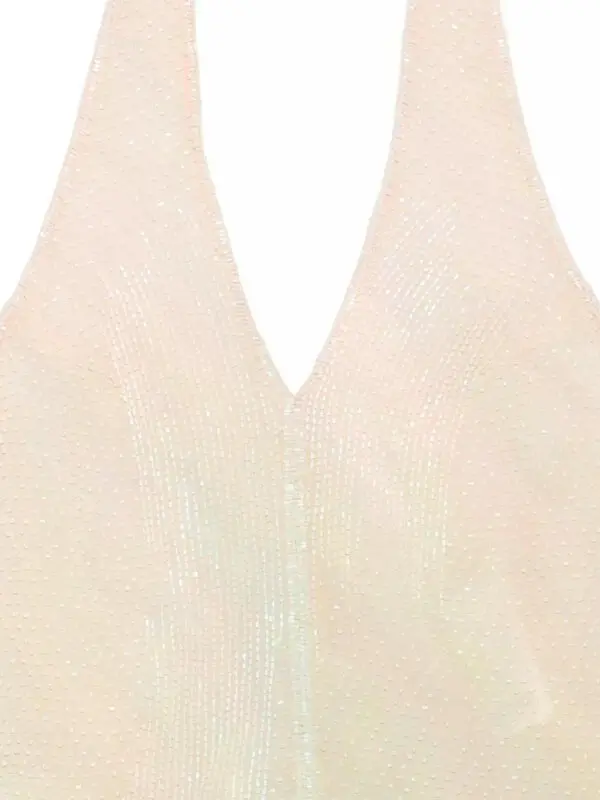 Patrizia Pepe Bead-embellished Georgette Top