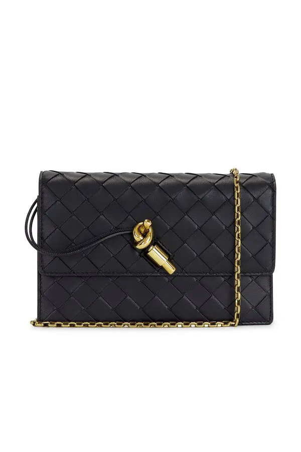 Bottega Veneta Andiamo Wallet On Chain Bag - Midnight & Muse Brass